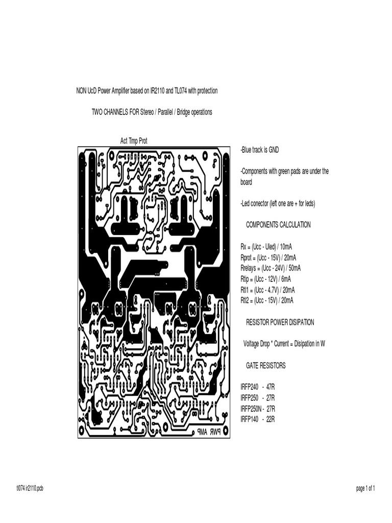 Non UcD Amp IR2110 TL074 - PCB ARTWORK | PDF