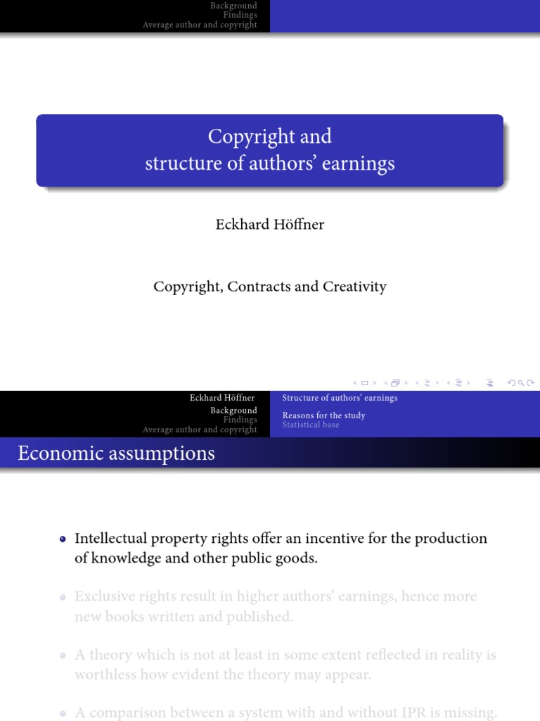 Copyright and Structure of Authors' Earnings | PDF | Intellectual ...