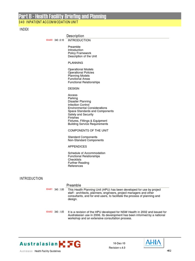 (B-0340) Inpatient Accommodation Unit | PDF | Intensive Care Unit ...