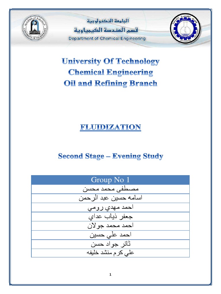 مجموعة1 | PDF | Fluidization | Chemical Engineering