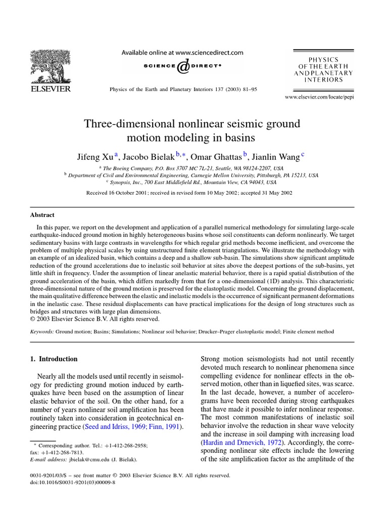 Three-Dimensional Nonlinear Seismic Ground Motion Modeling in Basins ...
