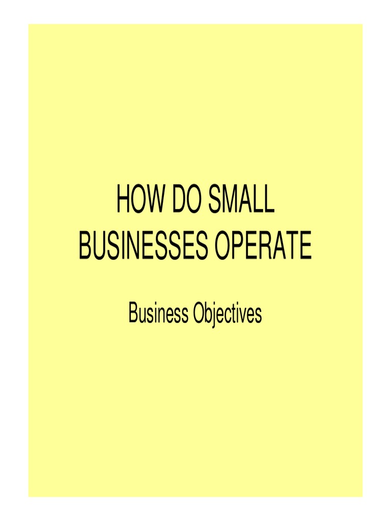 Understanding Business Objectives: How Small Businesses Define and ...