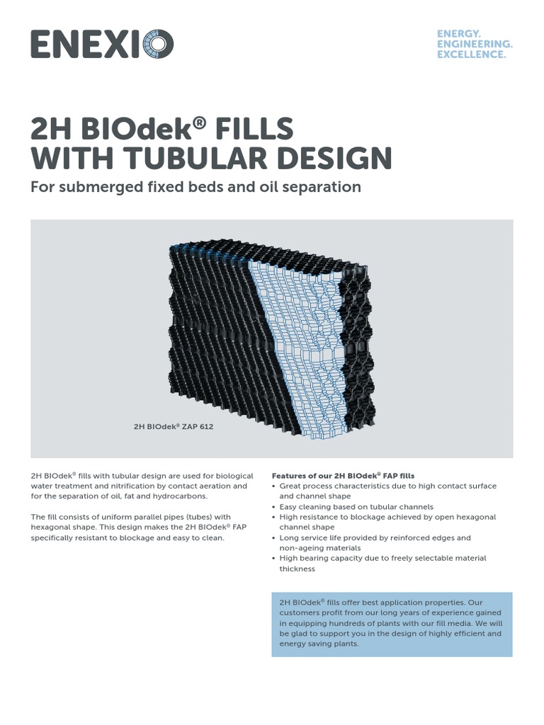 2H Biodek Fills With Tubular Design: For Submerged Fixed Beds and Oil ...