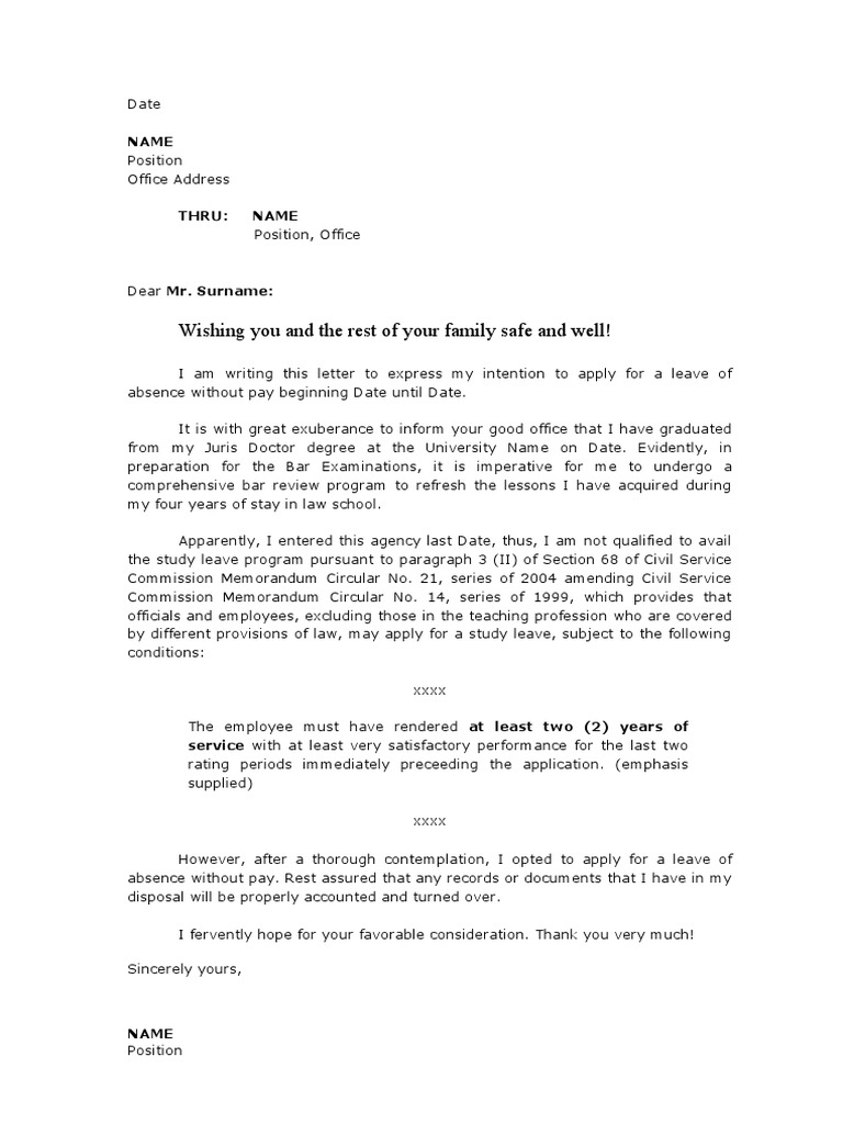 SAMPLE Request For Leave of Absence | PDF