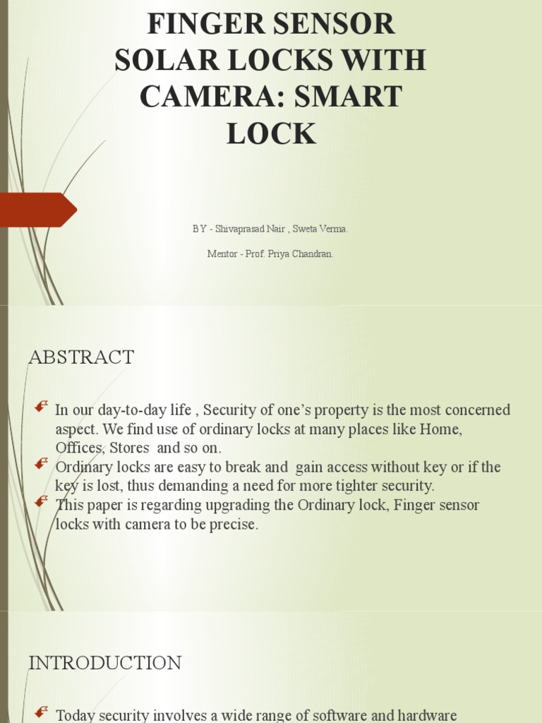 Solar-Powered Fingerprint Smart Lock | PDF | Fingerprint | Security