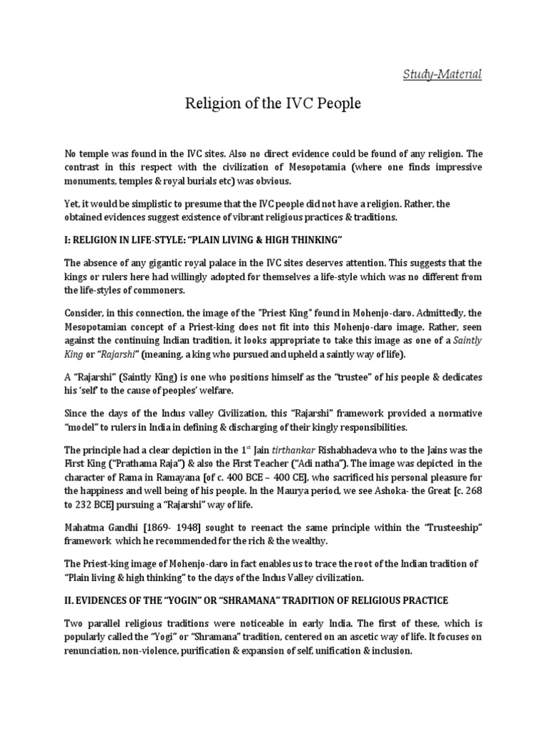 Religion in the Indus Valley Civilization | PDF | Indian Religions ...