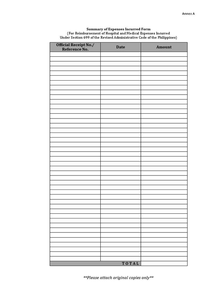 AnnexA-Summary Expenses Incurred Form Sec699-RAC | PDF