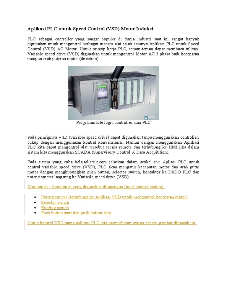 Aplikasi PLC untuk Kontrol Kecepatan VSD | PDF