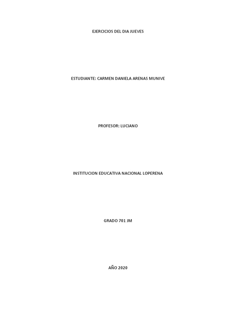 Ejercicios Del Dia Jueves | PDF