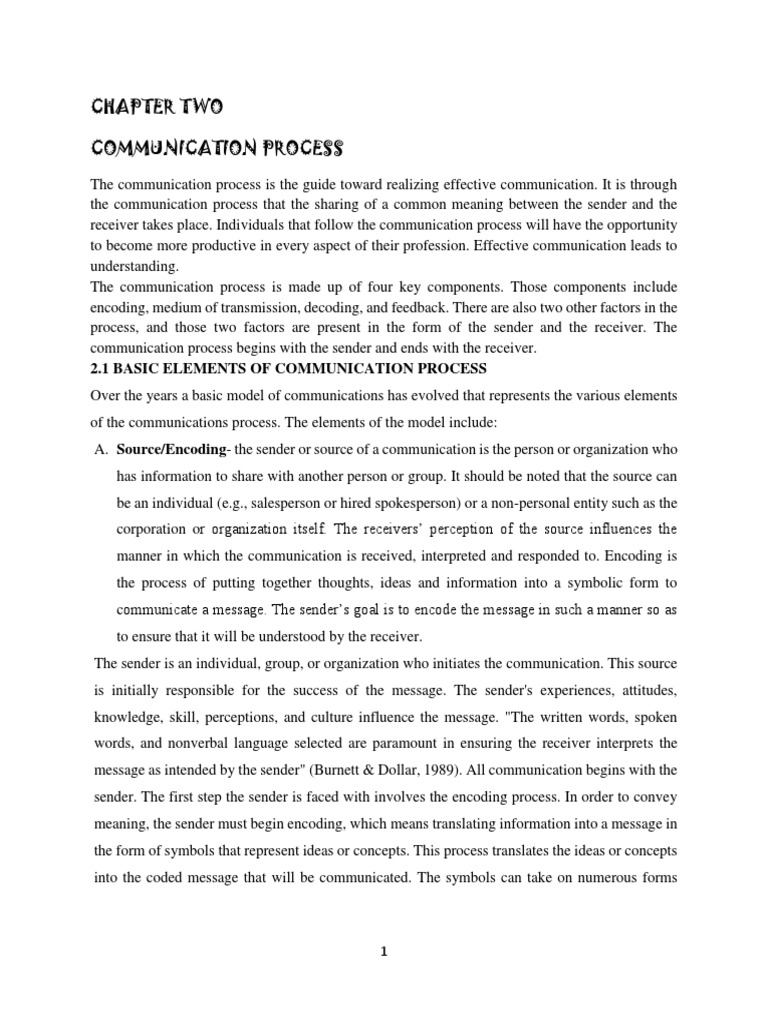 Chapter Two Communication Process PDF | PDF | Interpersonal ...