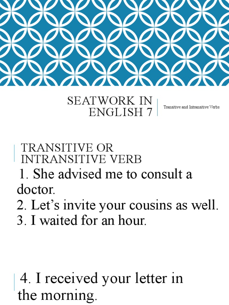Seatwork in English 7 | PDF
