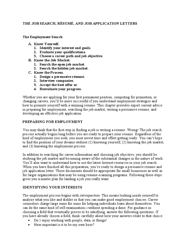 The Job Search | PDF | Résumé | Business