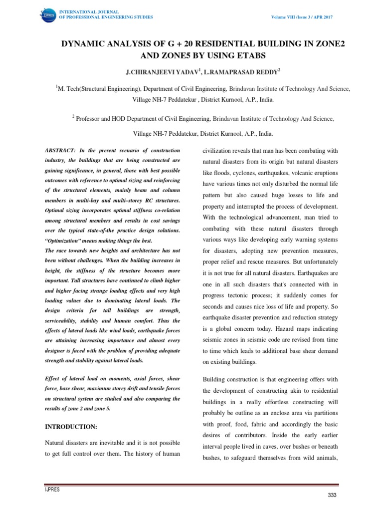 Dynamic Analysis of G+20 Buildings | PDF | Earthquake Engineering ...