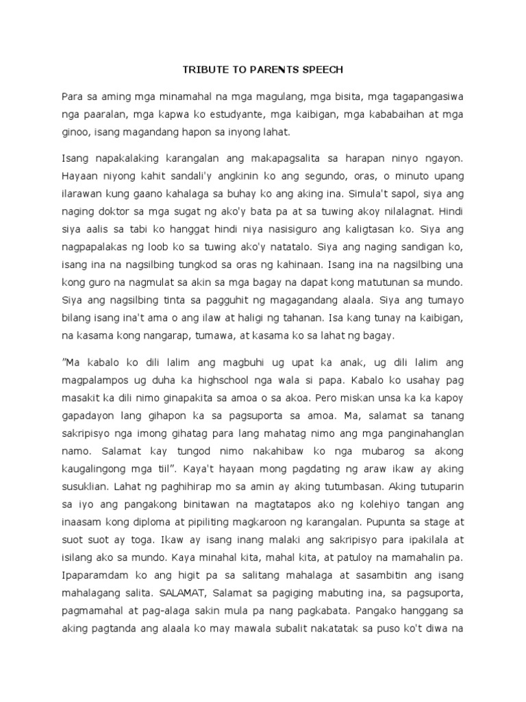 Tribute To Parents | PDF