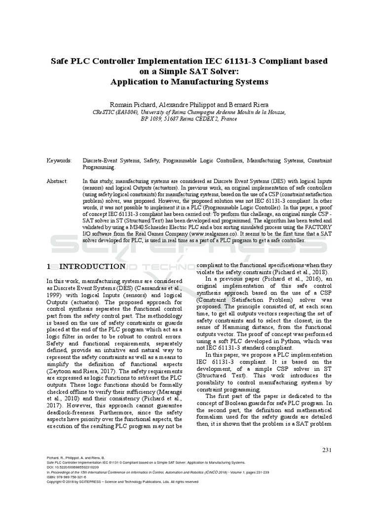 Safe PLC Controller Implementation IEC 61131-3 Compliant Based On A ...