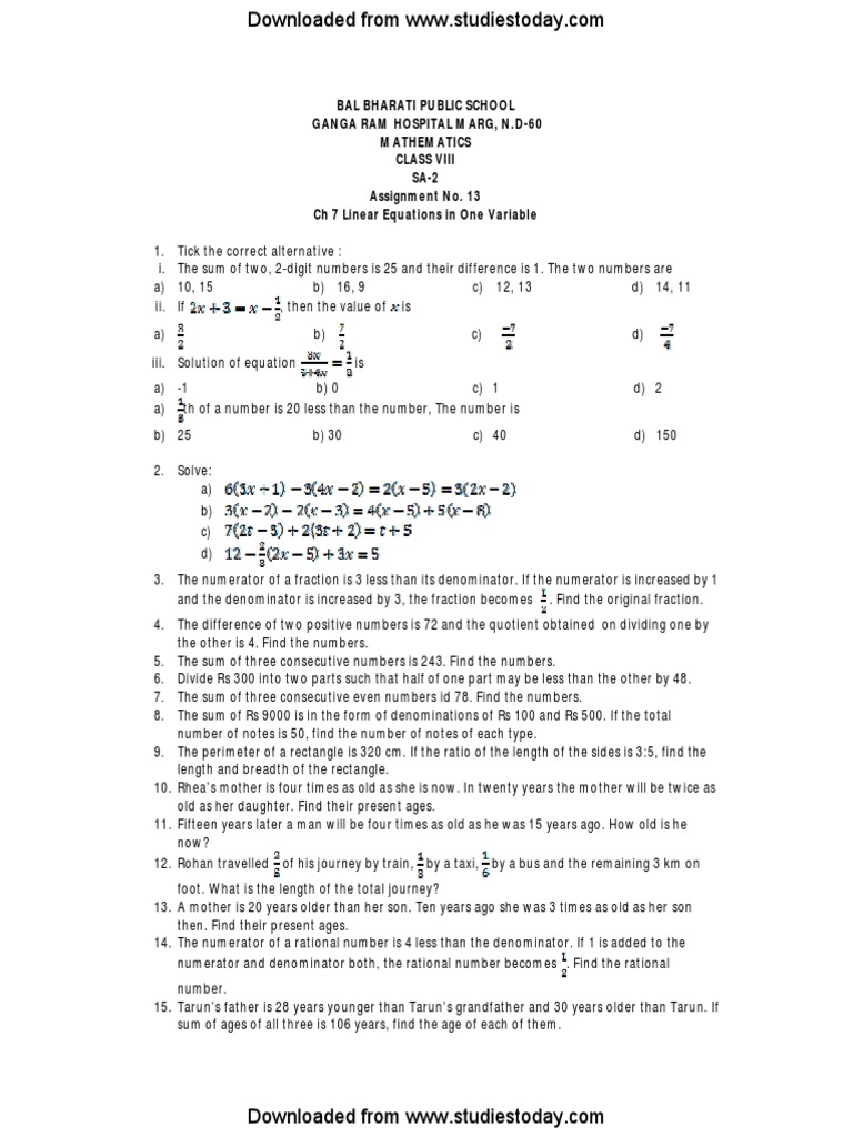 CBSE Class 8 Mathematics Ptactice Worksheet | PDF | Fraction ...