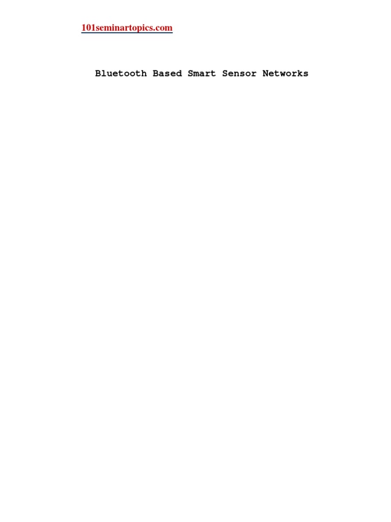 Bluetooth Based Smart Sensor Networks | PDF | Bluetooth | Wireless ...