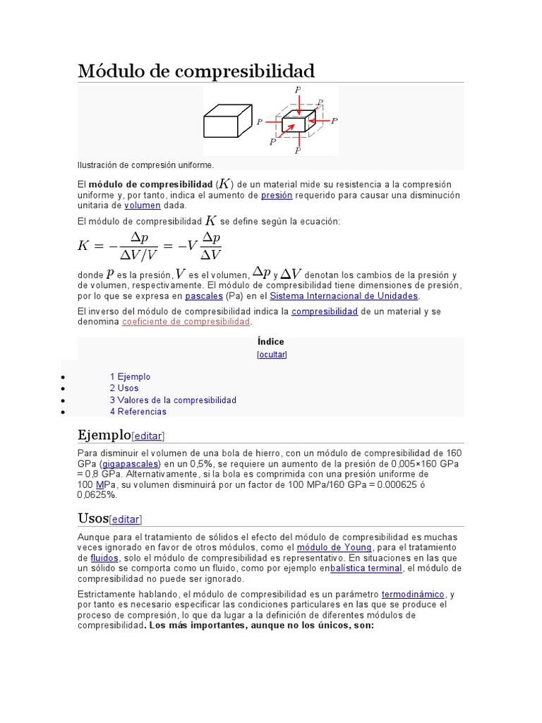 Modulo de Compresibilidad | PDF | Física Aplicada e Interdisciplinaria ...