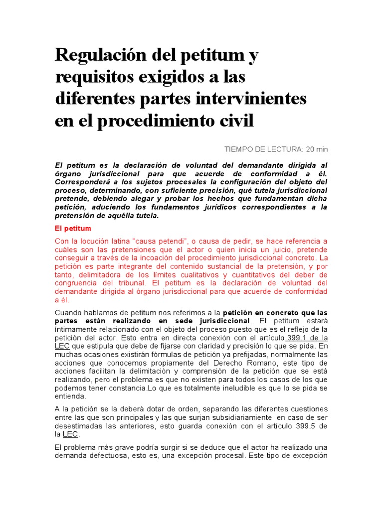 Significado y regulación del petitum | PDF | Ley procesal | Jurisdicción