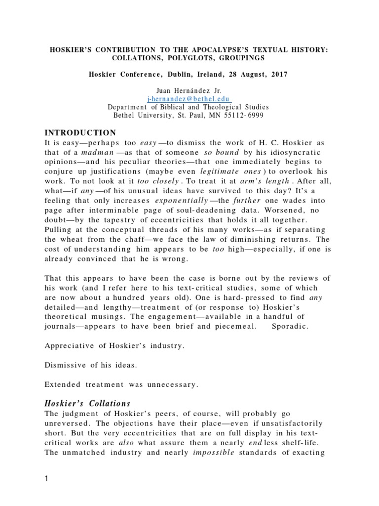 Hoskiers Contribution To The Apocalypses | PDF | Sociolinguistics | Symbols
