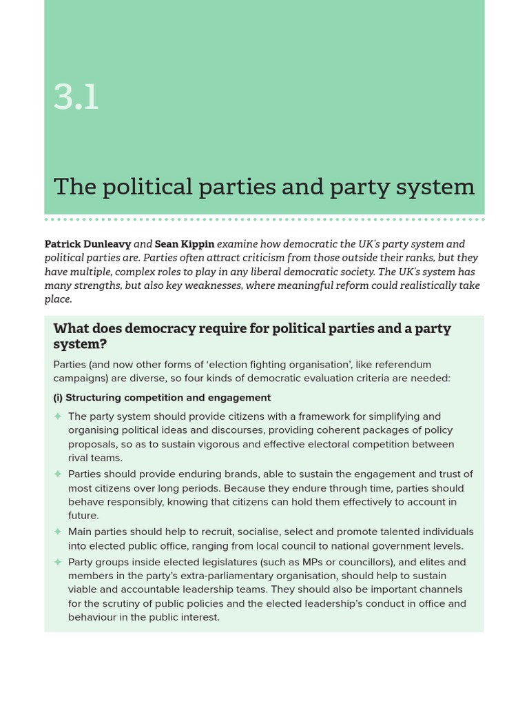 The Uks Changing Democracy 6 Chapter 31 The Political Parties and Party ...