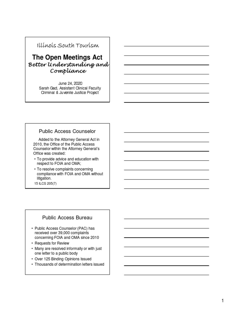 Open Meetings Act IL Handout | PDF | Agenda (Meeting) | Freedom Of ...