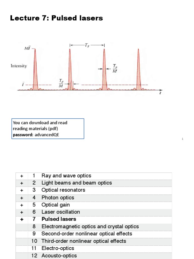 Lecture 7: Pulsed Lasers: You Can Download and Read Reading Materials ...