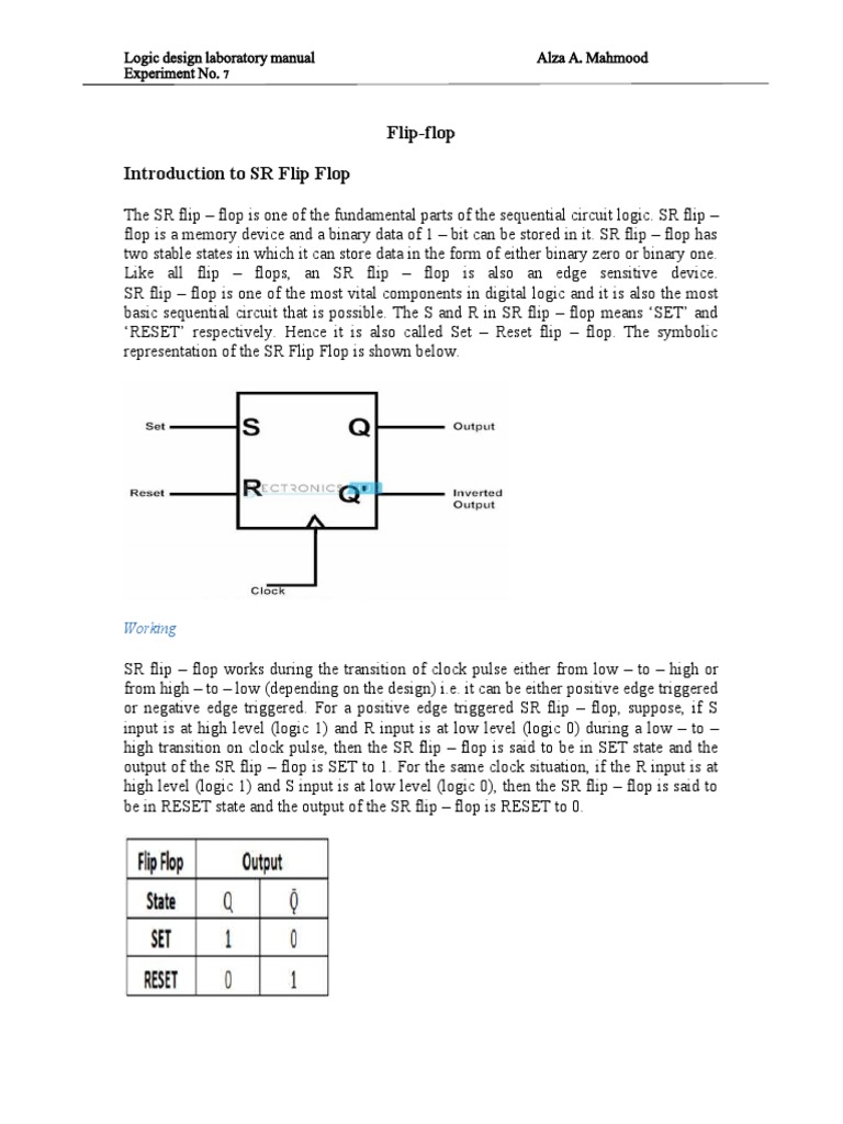 Flip-Flop Introduction To SR Flip Flop | PDF | Logic Gate | Electricity