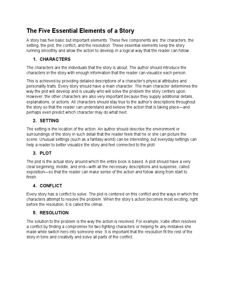 Five Essential Story Elements Explained | PDF