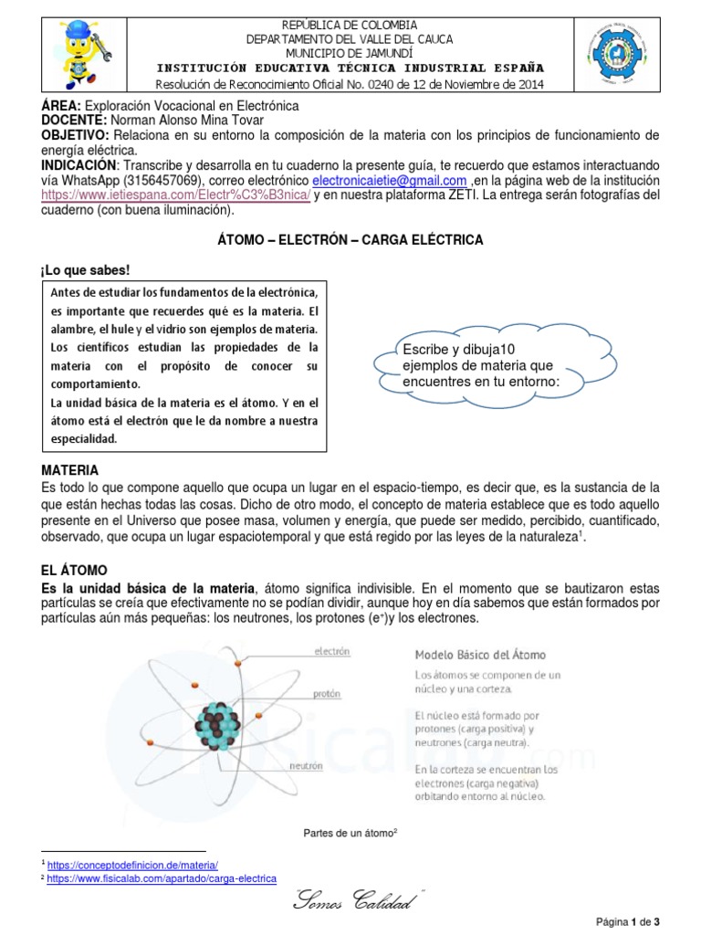 1 Átomo - Electrón - Carga Eléctrica | PDF | Electrón | Importar
