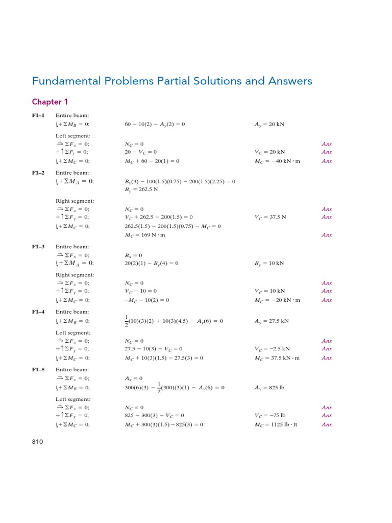 Fundamental Problems Partial Solutions and Answers: Ans. Ans. Ans | PDF ...