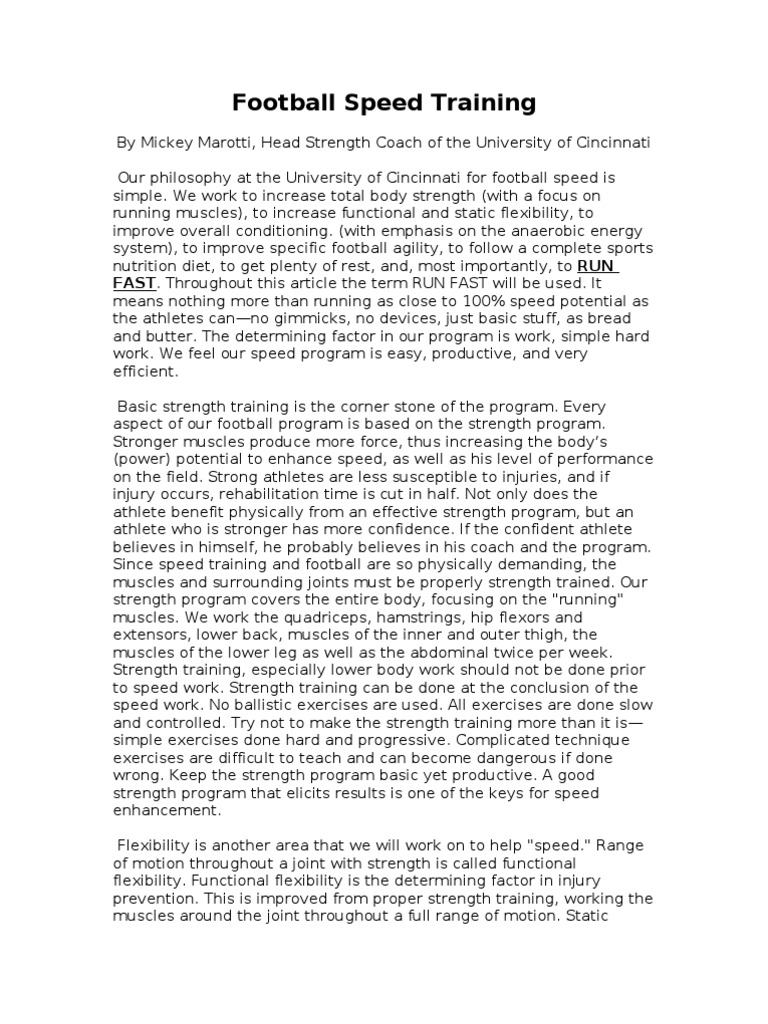Football Speed Training Program Guide | PDF | Flexibility (Anatomy ...