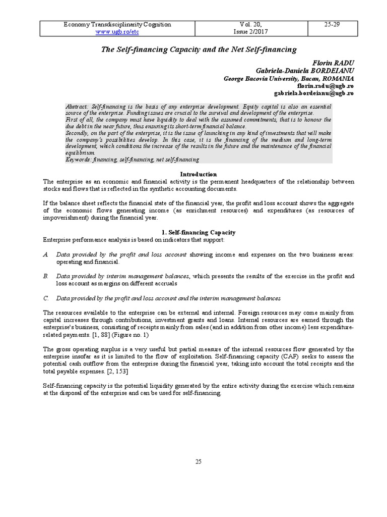 The Self-Financing Capacity and The Net Self-Financing: WWW - Ugb.ro ...