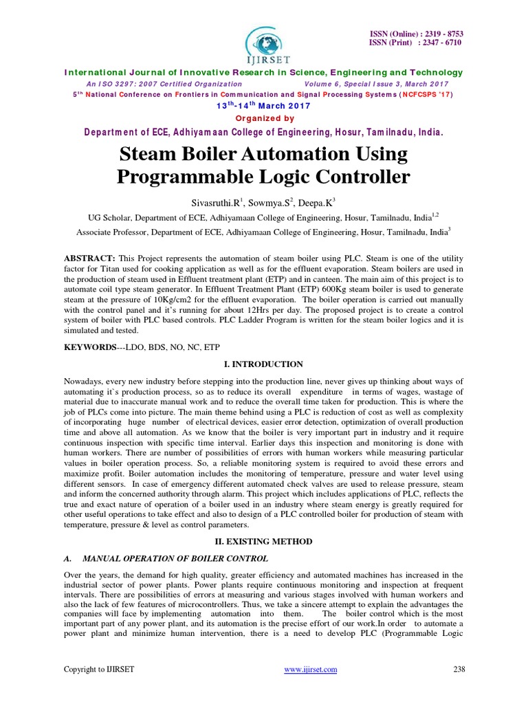 Steam Boiler Automation Using Programmable Logic Controller | PDF