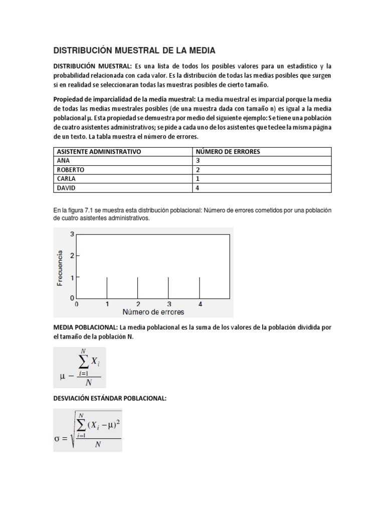 Distribución Muestral de La Media | PDF | Media | Desviación Estándar