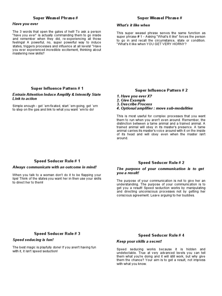 Super Weasel Phrase # 1 Super Weasel Phrase # 2 | PDF | Seduction | Trance