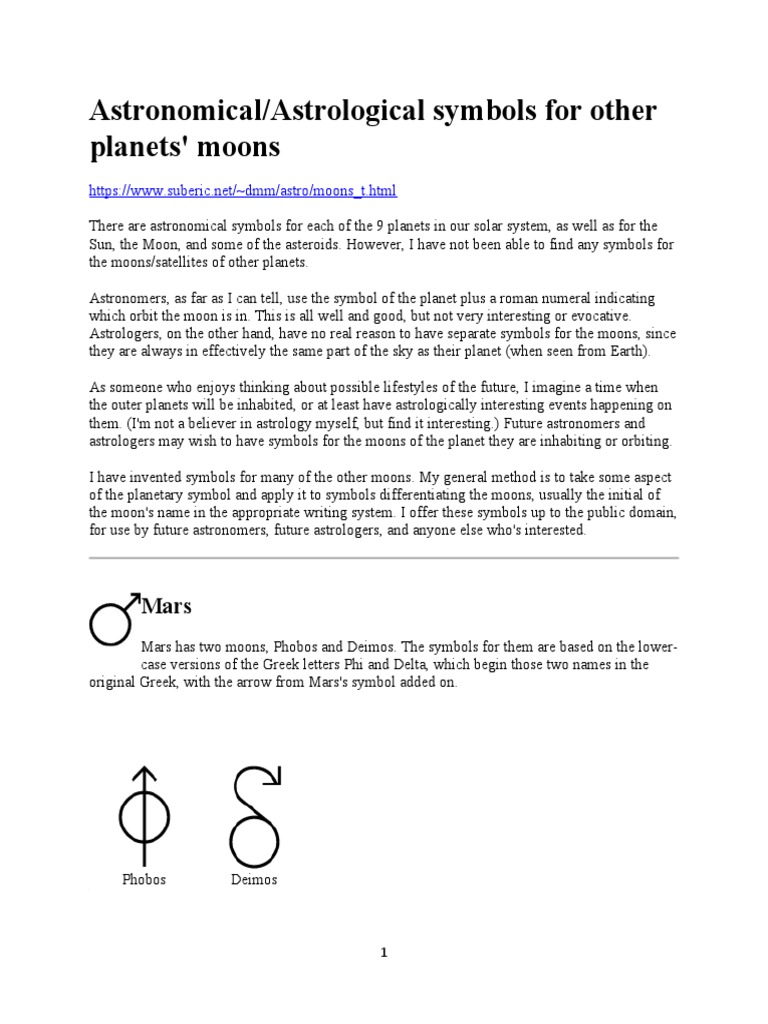 Symbols for Planetary Moons | PDF | Natural Satellite | Pluto
