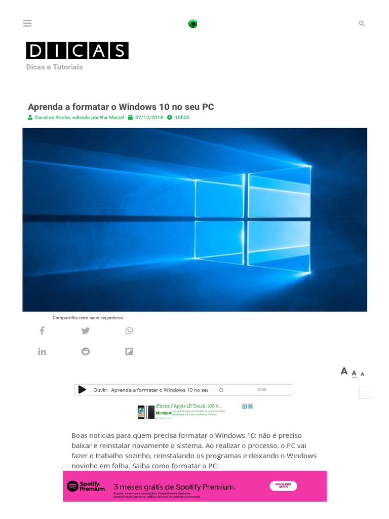 Como Formatar o Windows 10 no PC | PDF | Windows 10 | Microsoft Windows