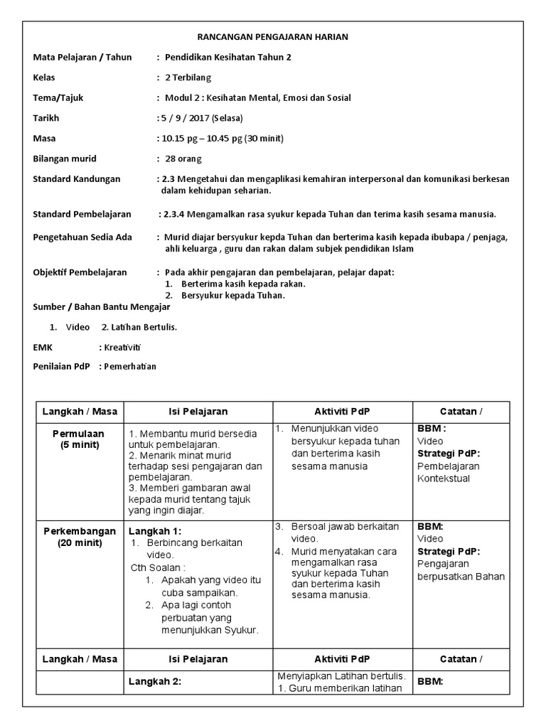 RPH Syukur th2 (m9) | PDF