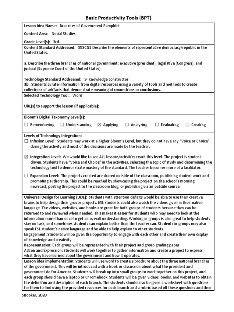 Basic Productivity Tools Lesson | PDF | Rubric (Academic) | Teachers