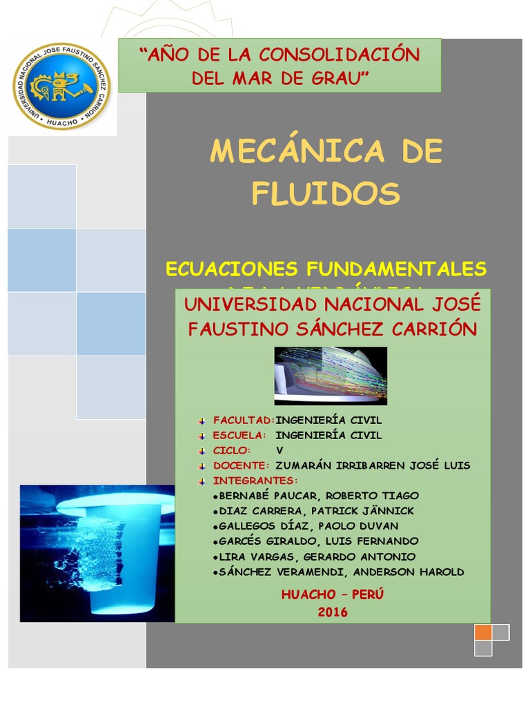 Trabajo Final Mecanica de Fluidos | PDF | Análisis | Ecuaciones