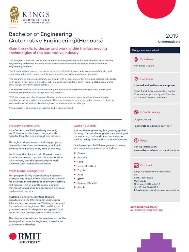 Bachelor of Automotive Engineering Program | PDF | Engineering ...