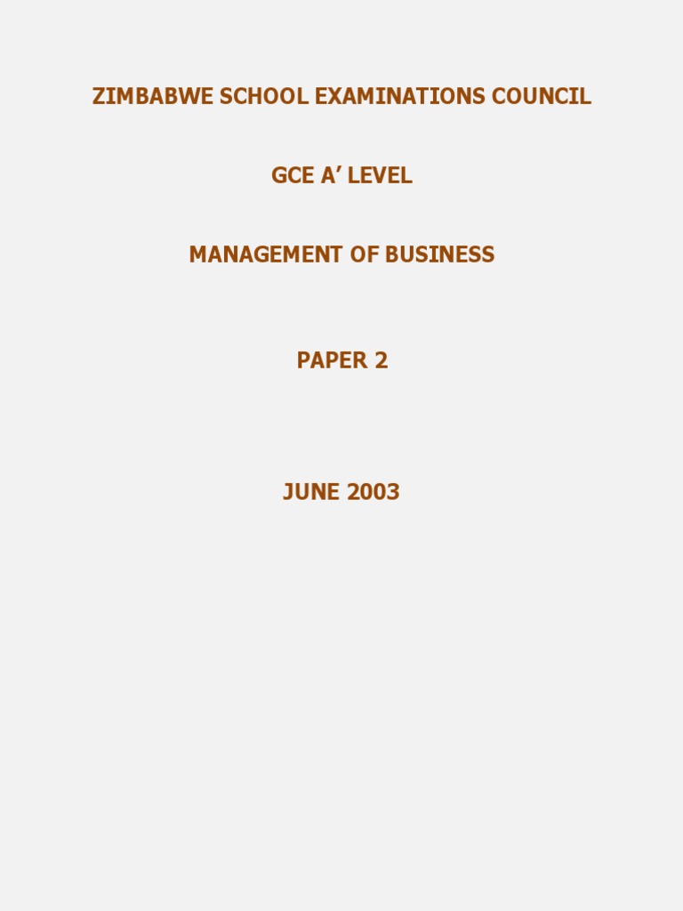 Business Studies Paper 2 June 2003 | PDF