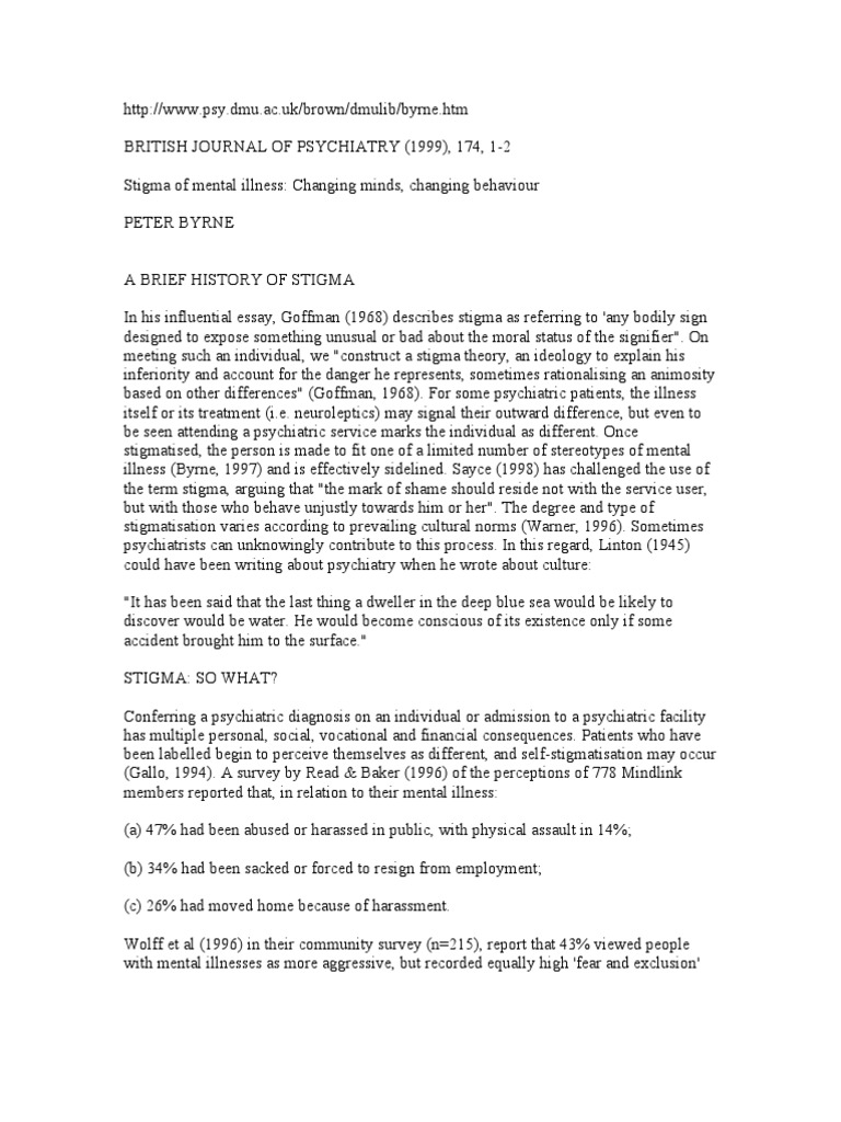 Stigma History | PDF | Social Stigma | Psychiatry