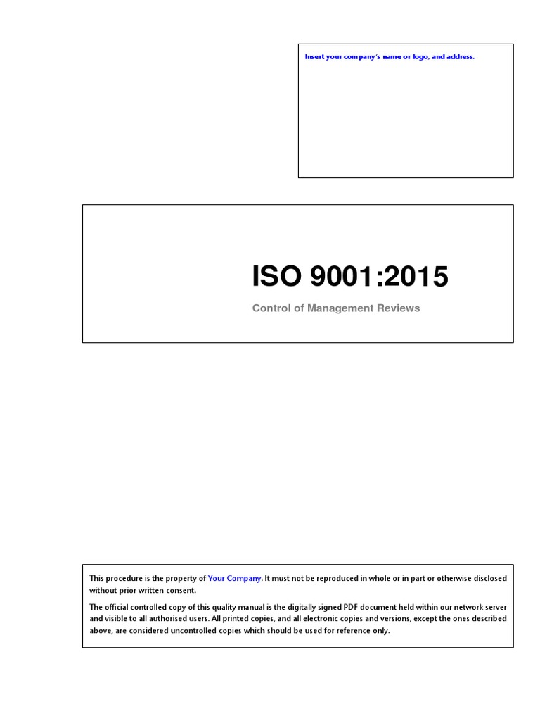 Control of Management Reviews Procedure Sample PDF | PDF | Iso 9000 ...
