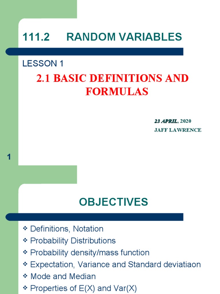 Random Variables | PDF | Random Variable | Probability Distribution