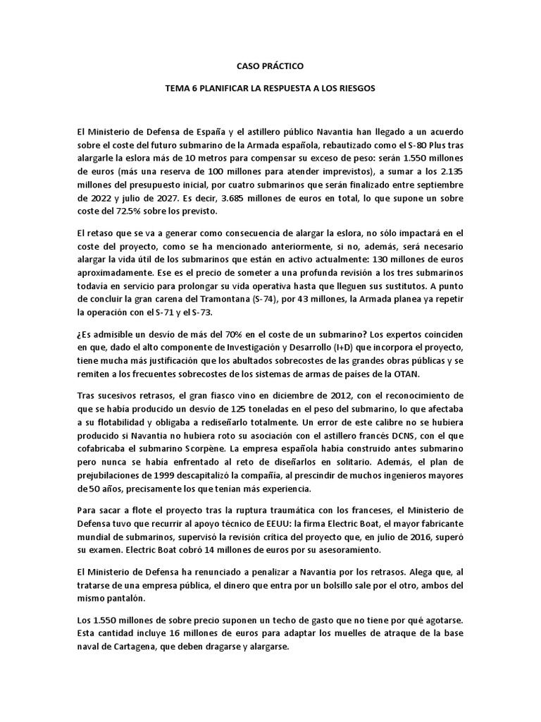 T6 - Caso Práctico - Solución PDF | PDF | Submarinos | Transporte