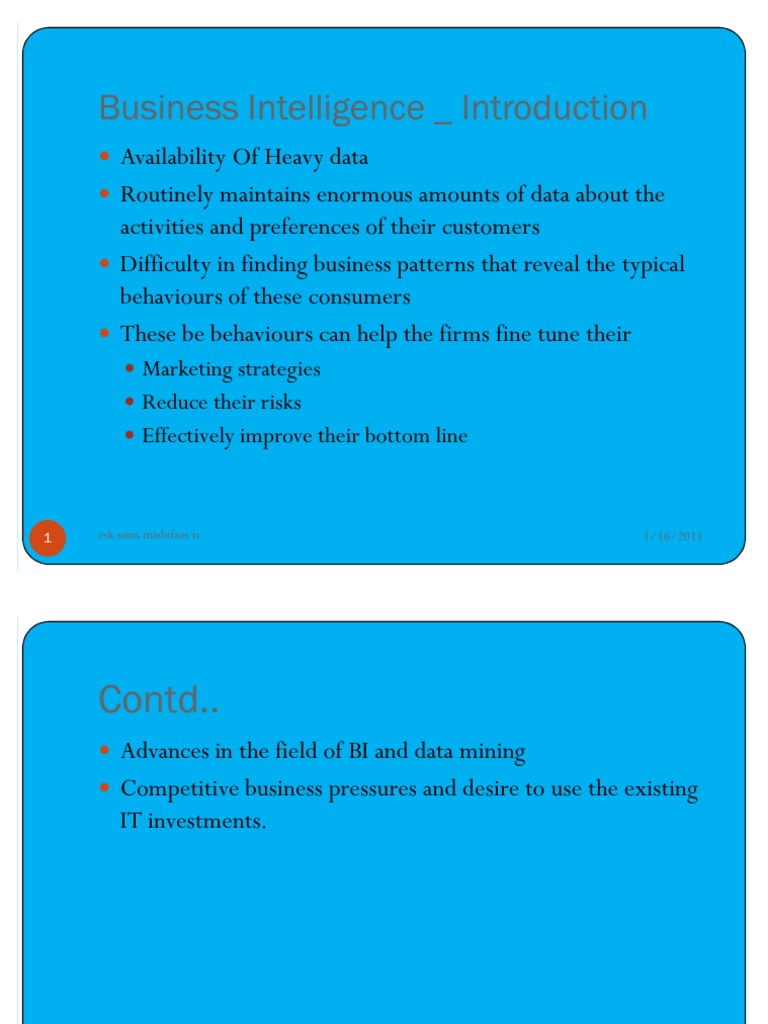 Business Intelligence - Introduction | PDF | Business Intelligence ...