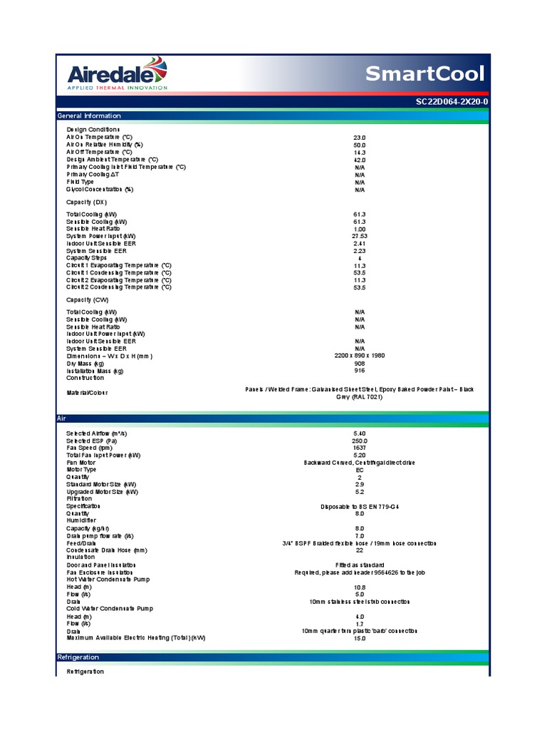 SmartCool SC22D064-2X20-0 + 2xCR50 | PDF | Air Conditioning | Electric Motor