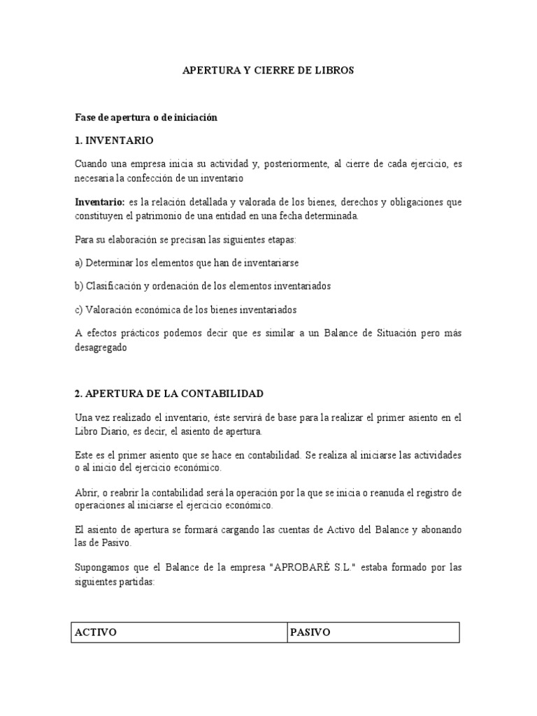 Apertura y Cierre de Libros | PDF | Estado de resultados | Contabilidad